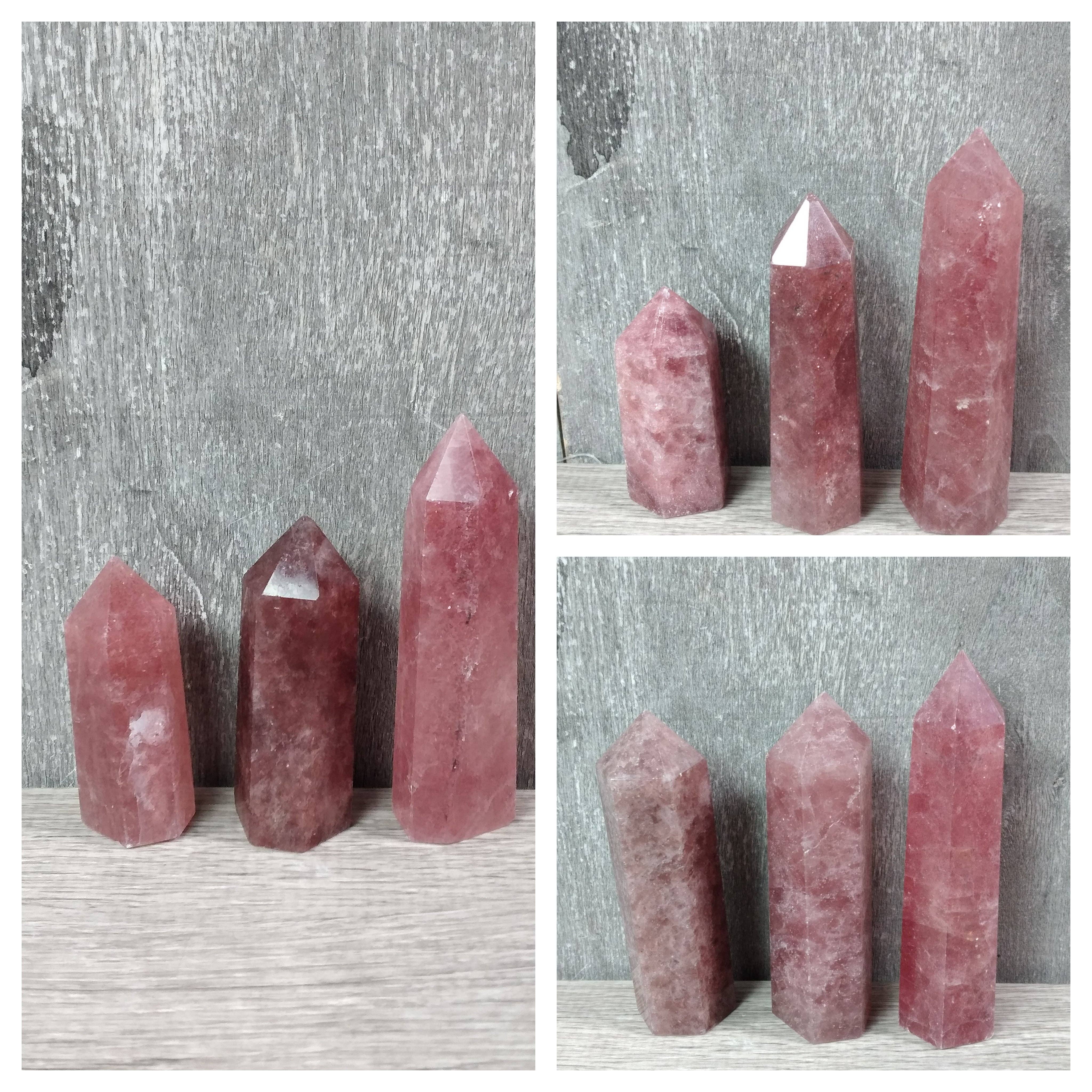 Strawberry Quartz Obelisk Tower – Forget Me Not- Plants&Decor